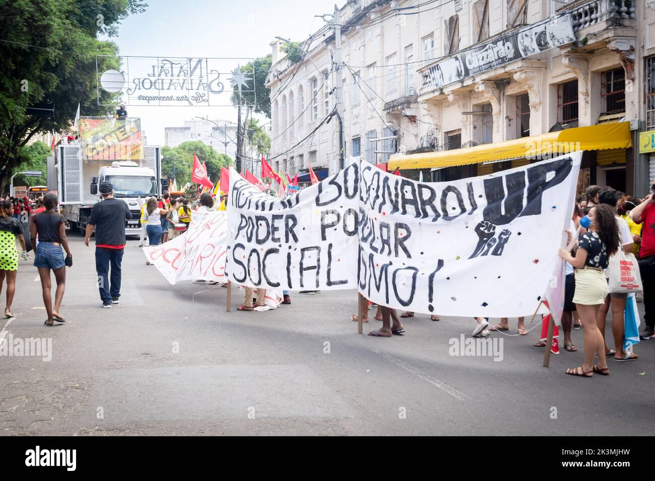 Salvador, Bahia, Brazil - November 20, 2021: Brazilians protest with ...