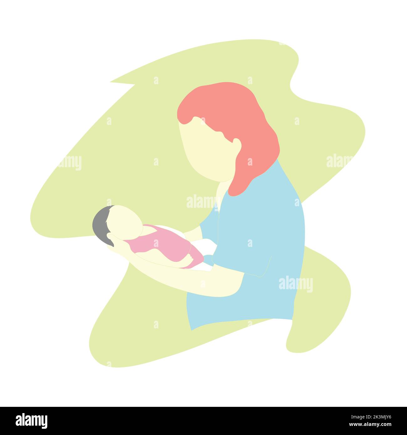 A vector of little child and mother with empty face isolated in white ...