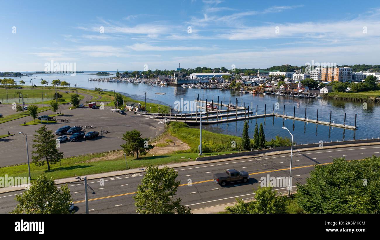 A bird's eye view of the Connecticut residence by a river Stock Photo ...
