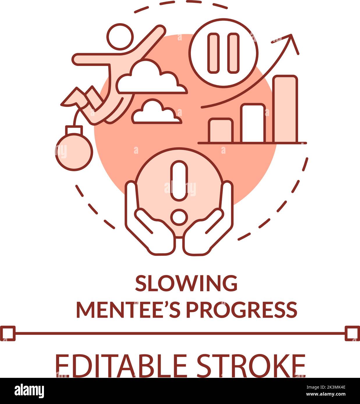 Slowing mentee progress terracotta concept icon Stock Vector Image ...