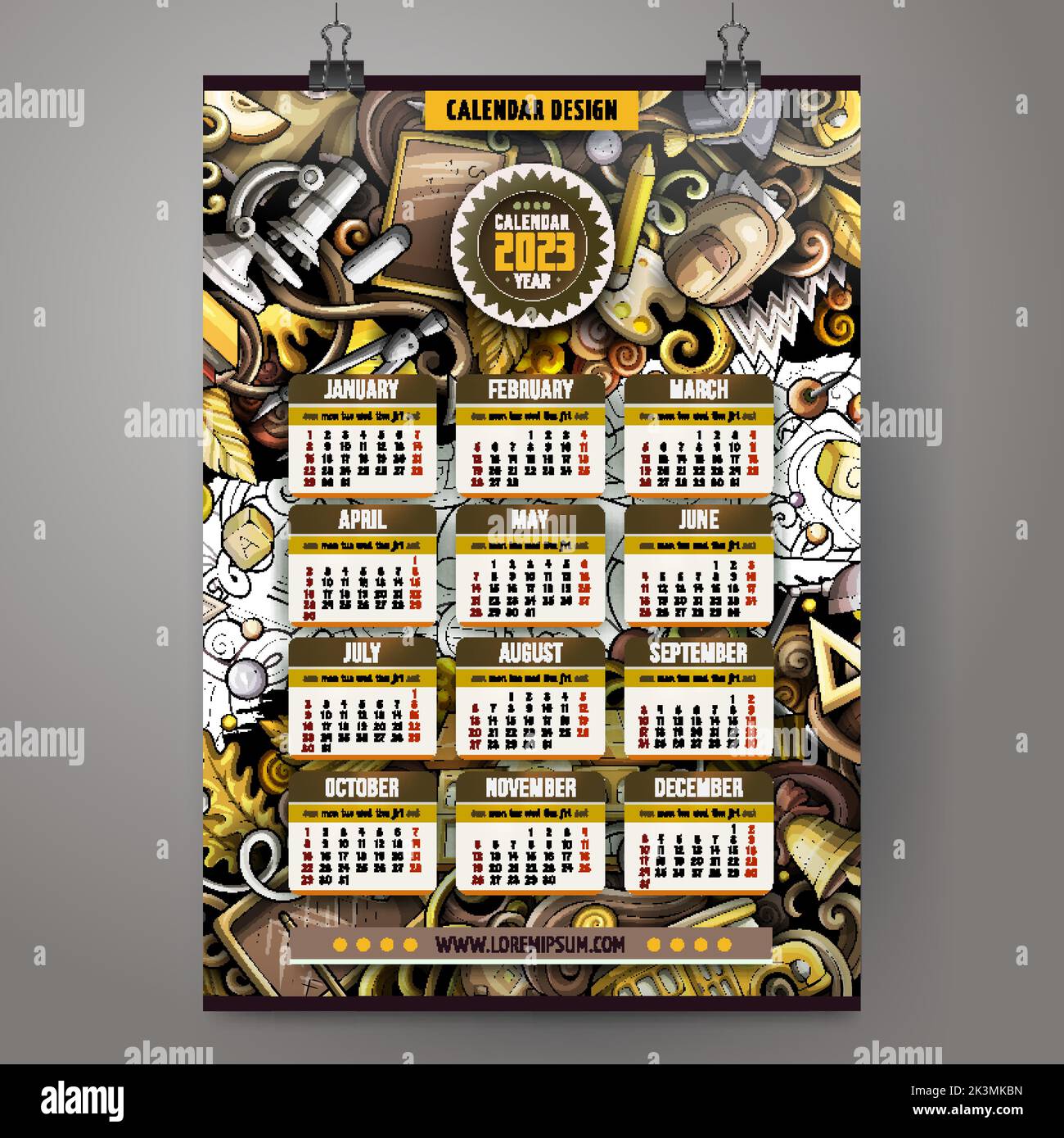 Cartoon doodles School 2023 year calendar Stock Vector Image & Art - Alamy