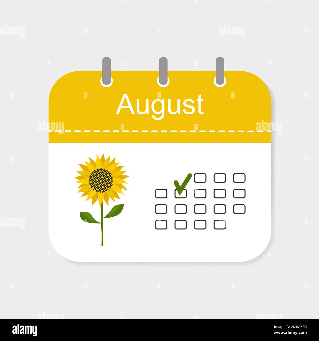 Calendar icon with pattern. August. Icons concept. Cartoon flat style ...