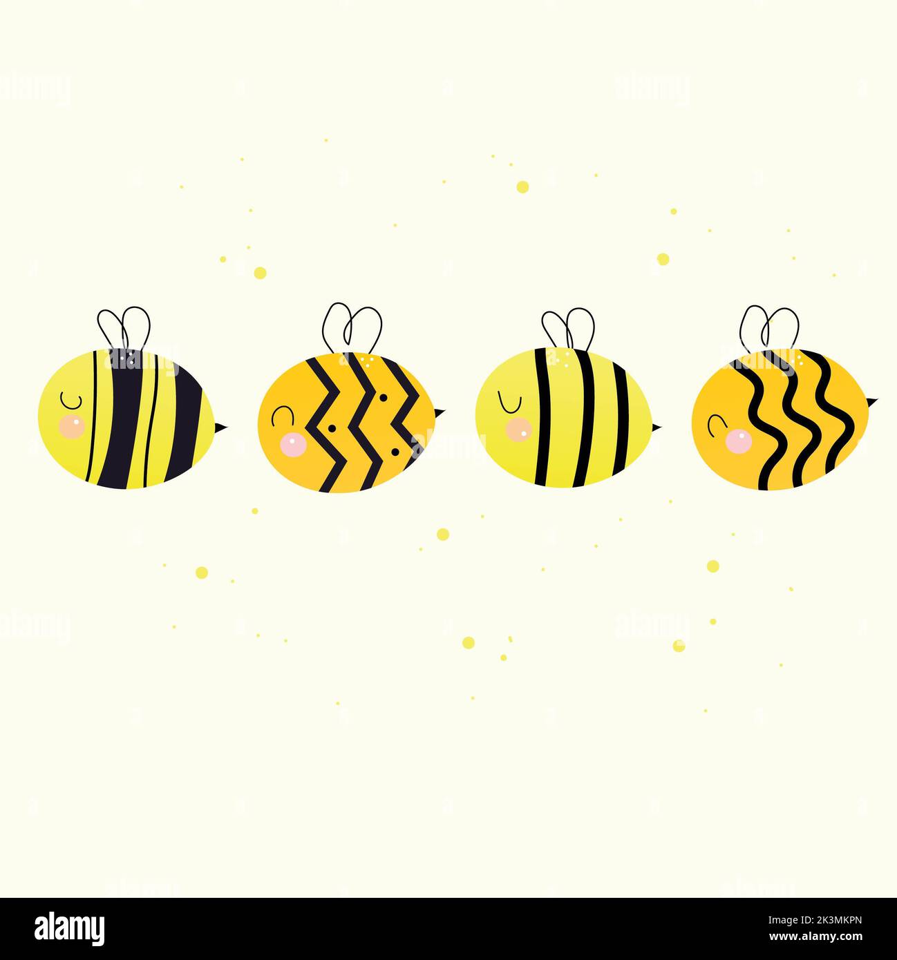 cartoon vector illustration of several bees. He looked funny Stock ...