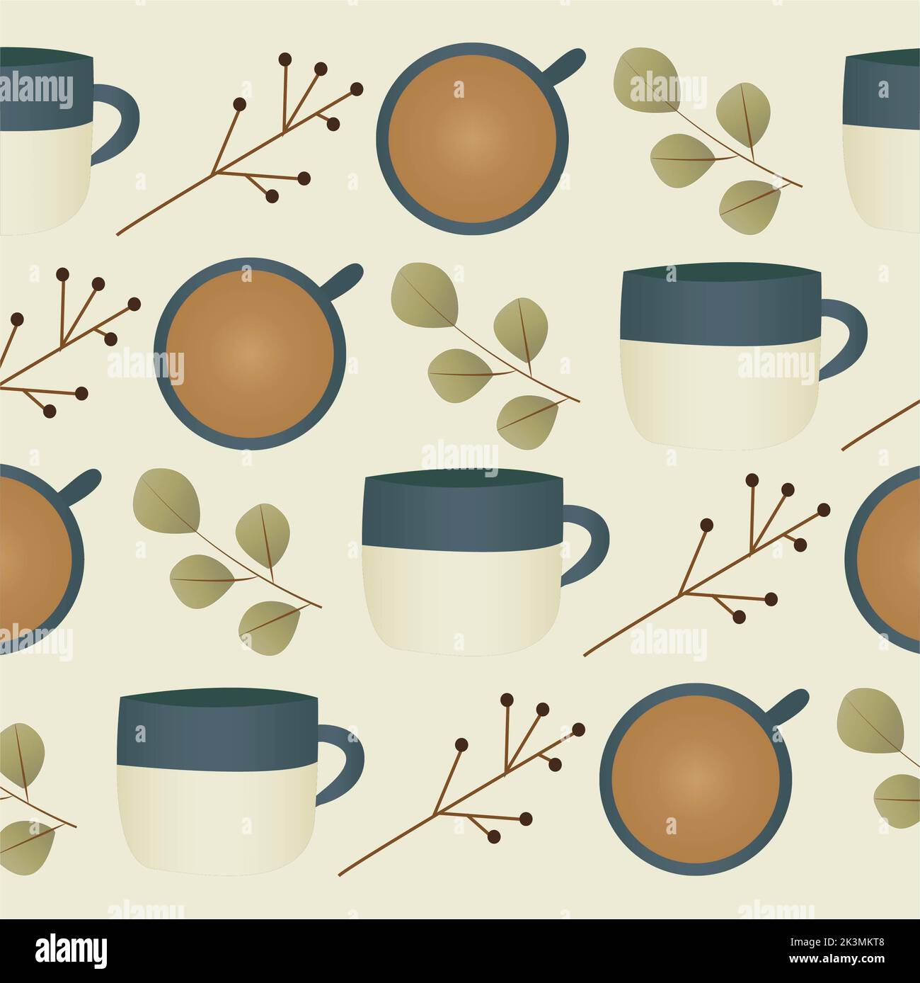 Seamless coffee pattern. Vector background with illustration of a paper ...