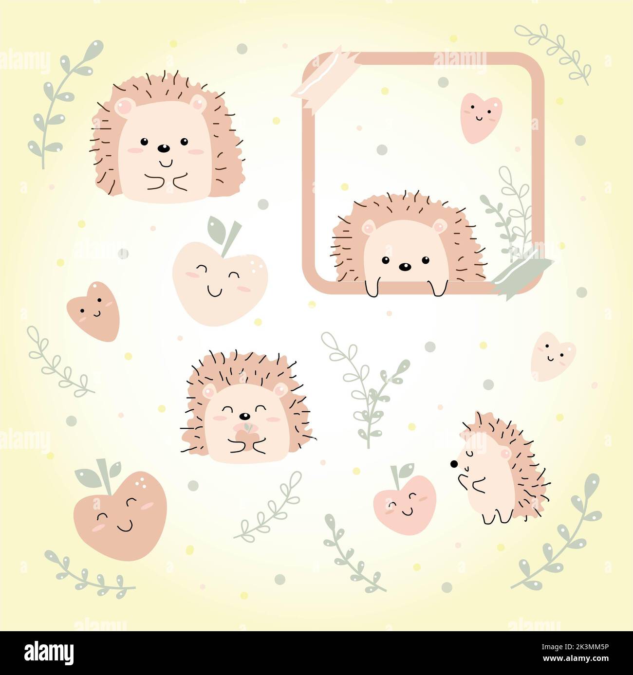 The collection for character cartoon of cute hedgehog with many action ...