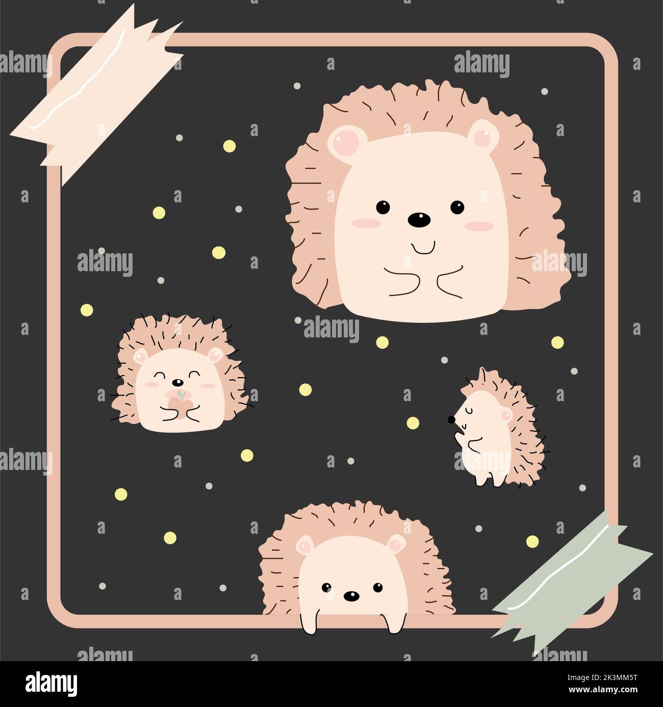 The collection for character cartoon of cute hedgehog with many action ...
