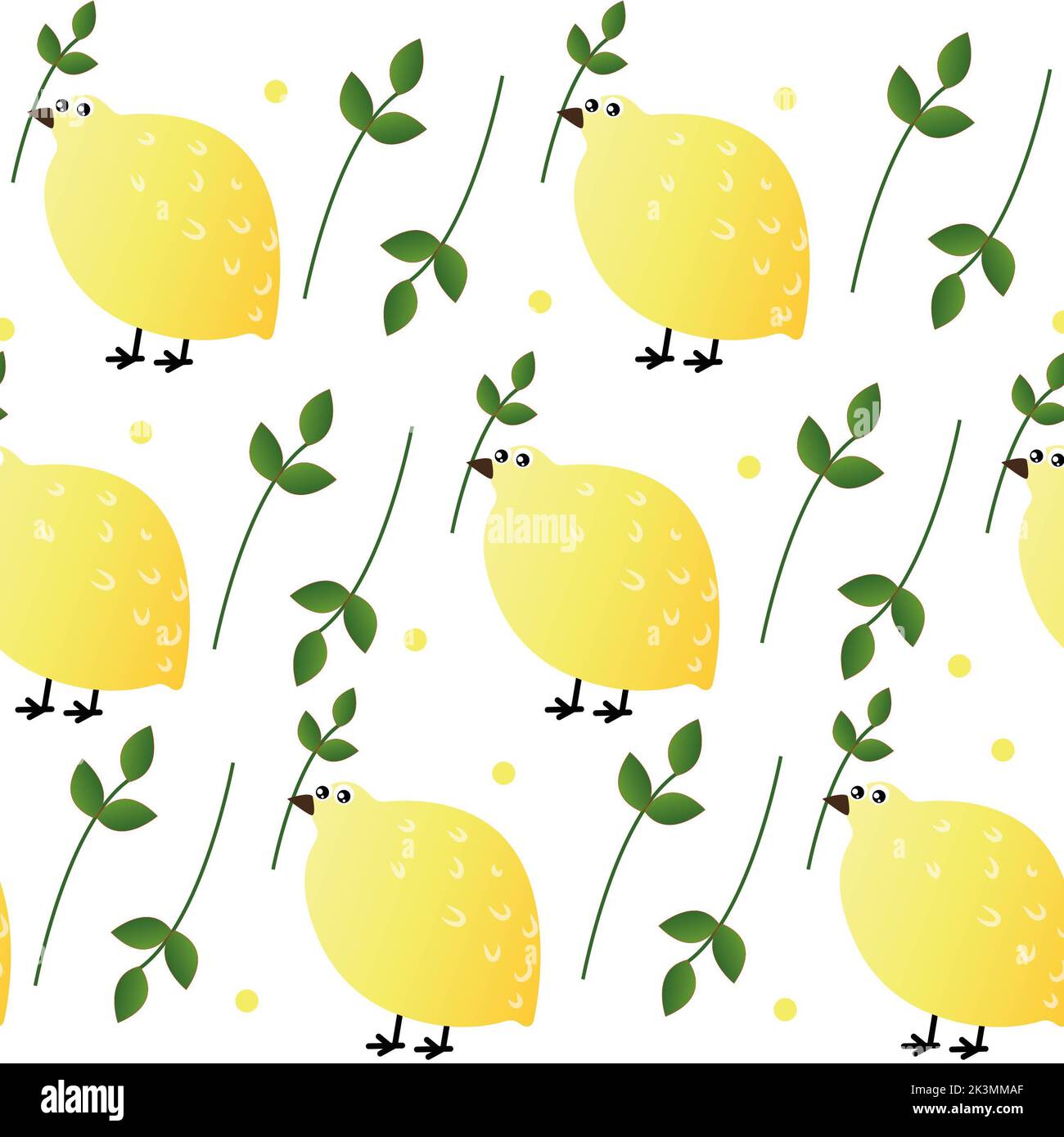 bird in the form of a lemon with a green branch.retro floral wallpaper ...