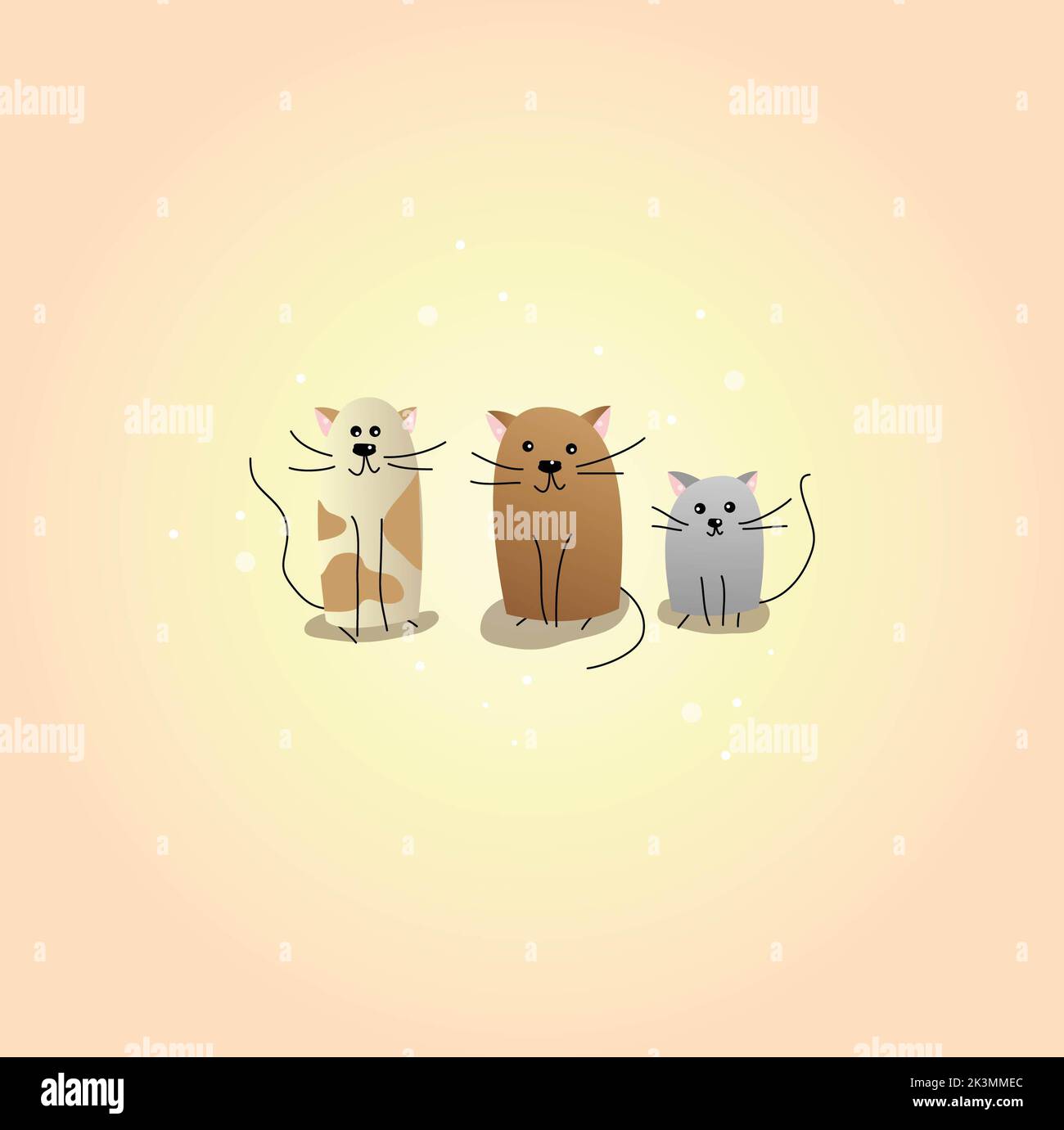 bundle of three cats differents colors mascots characters vector ...