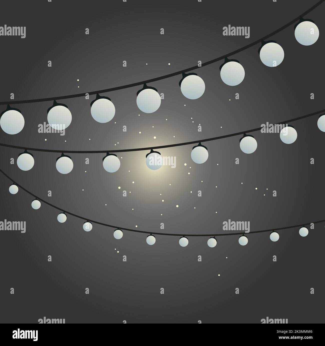 Outdoor string lights hanging on a line. Vector illustration Stock ...