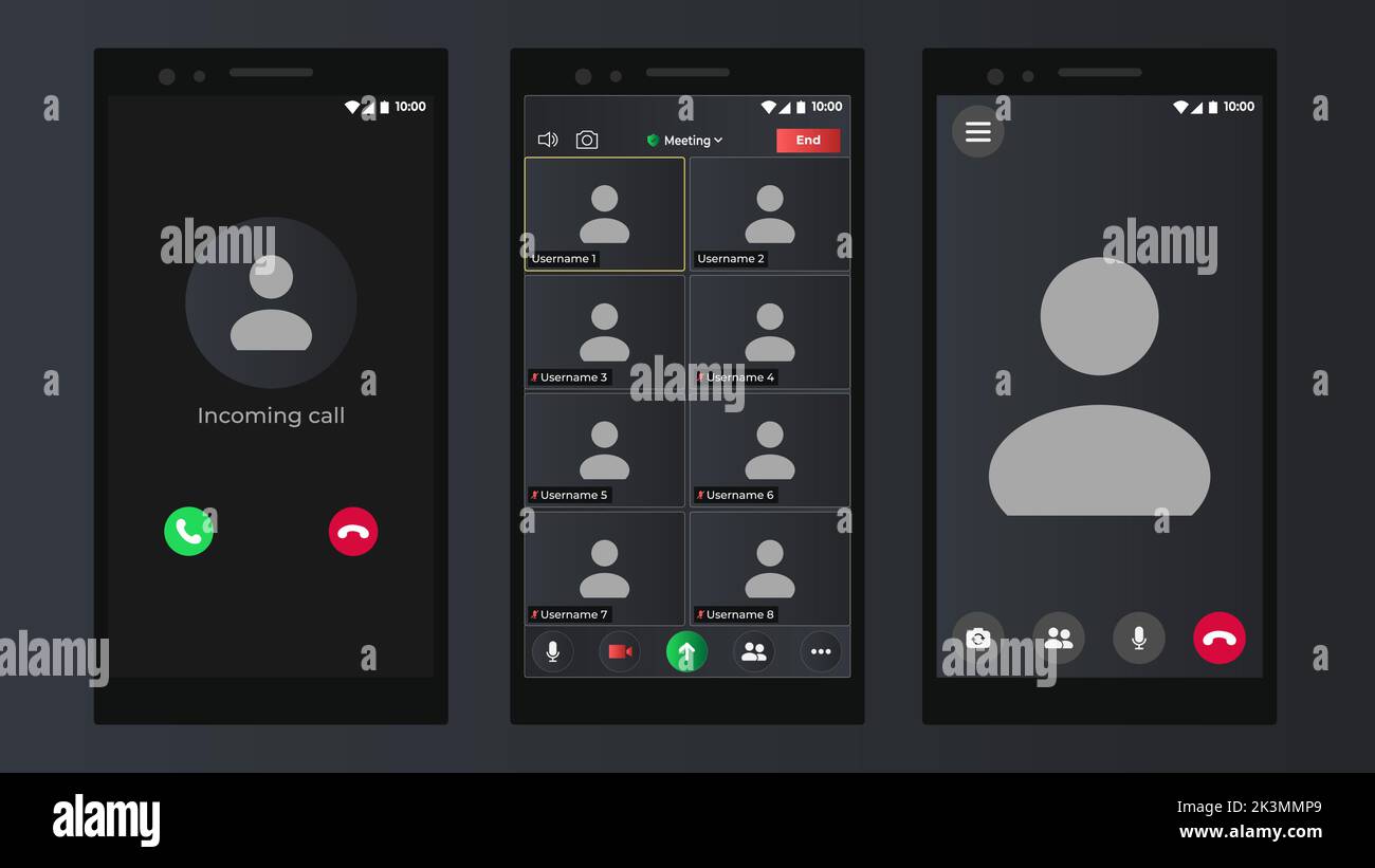 Template video conference user interface. Online conference meeting. Video conferencing window ...