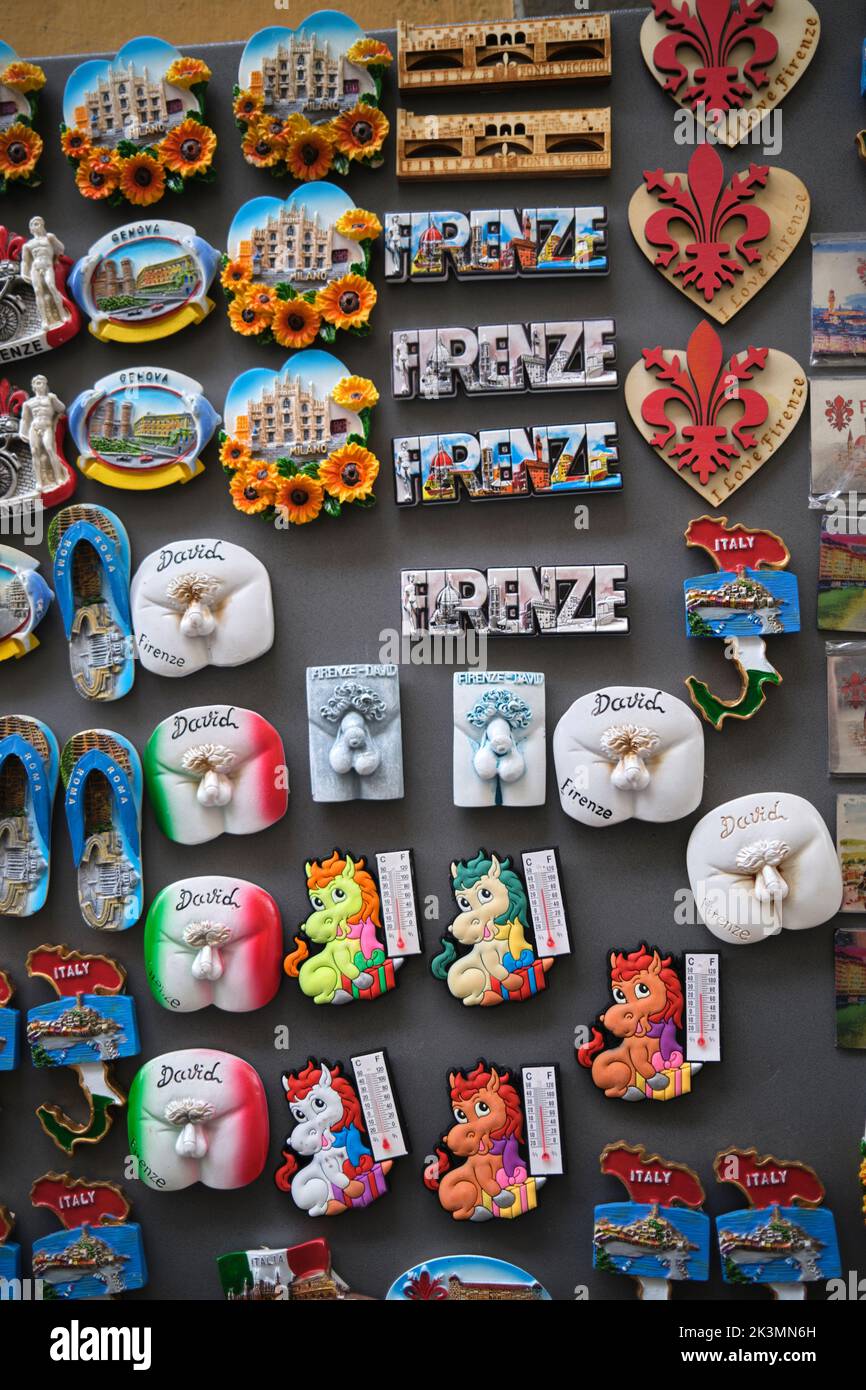 Shop Display of Souvenir Fridge Magnets in Florence Italy Stock Photo ...