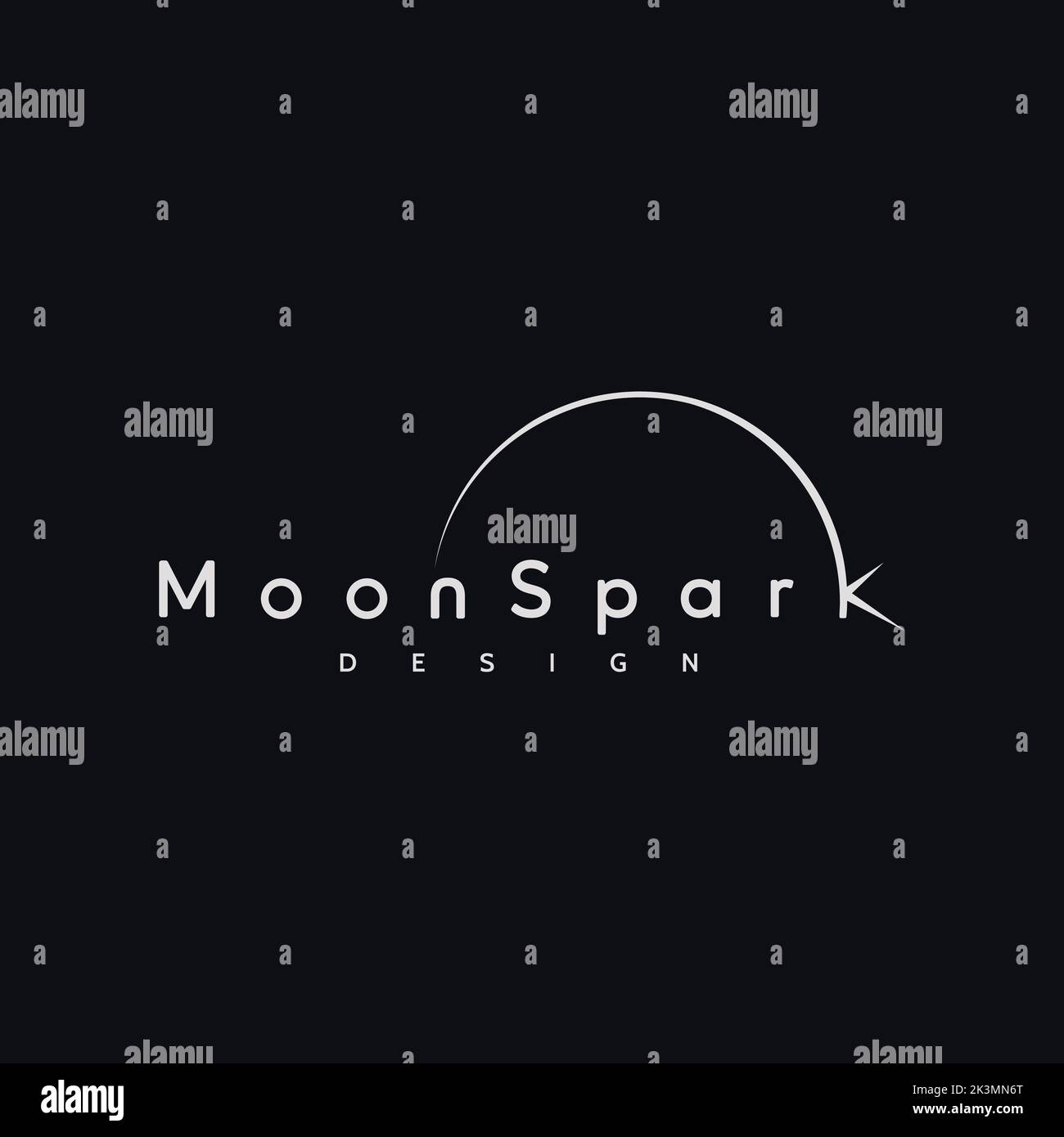A vector of moon spark logo design in black background Stock Vector ...