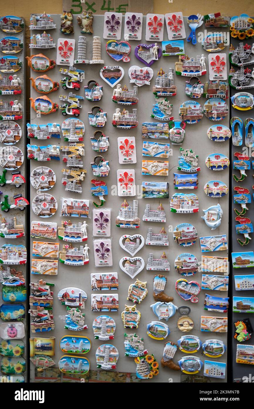 Shop Display of Souvenir Fridge Magnets in Florence Italy Stock Photo ...