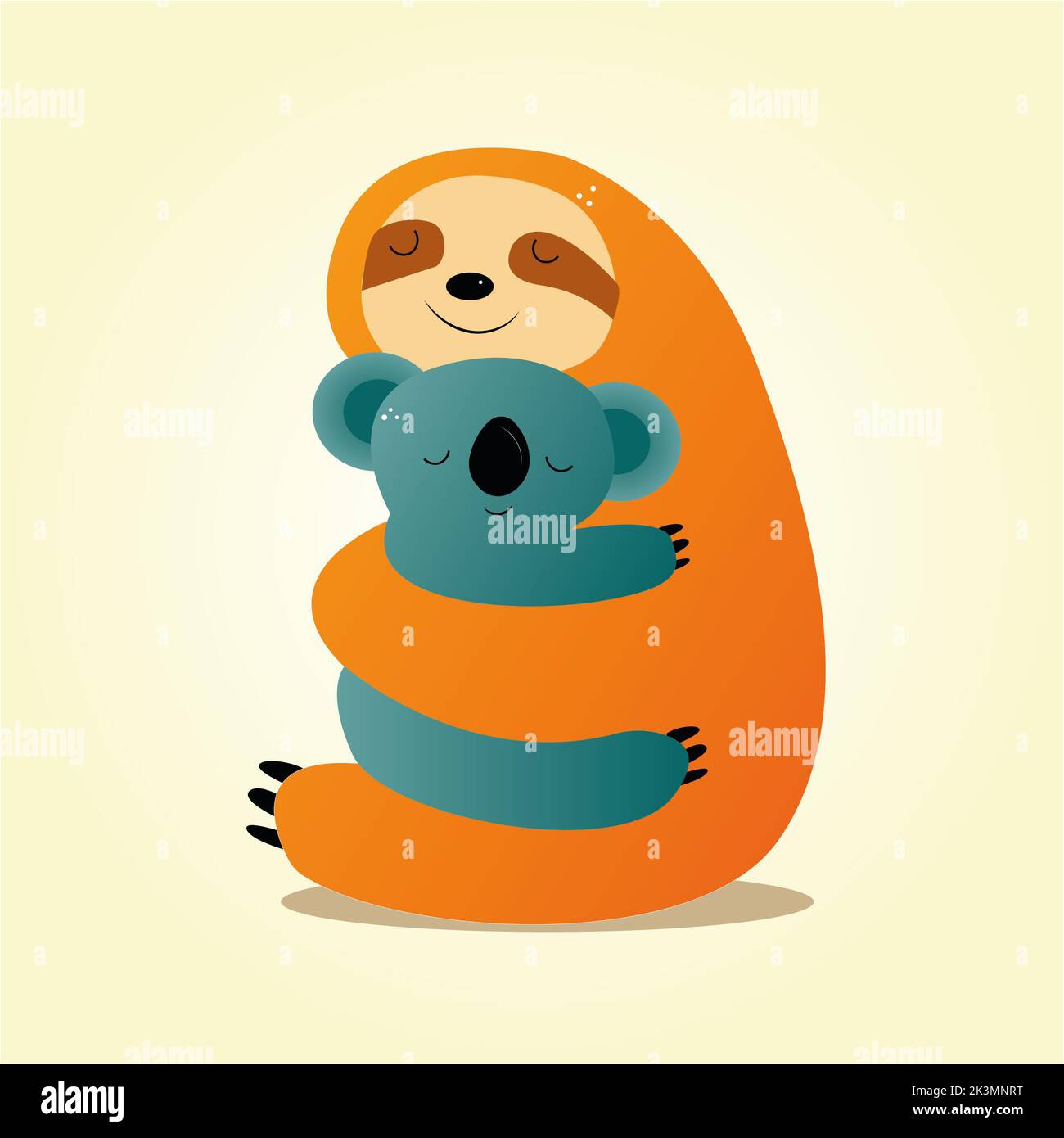 cute sloth hugging koala. baby illustration Stock Photo - Alamy