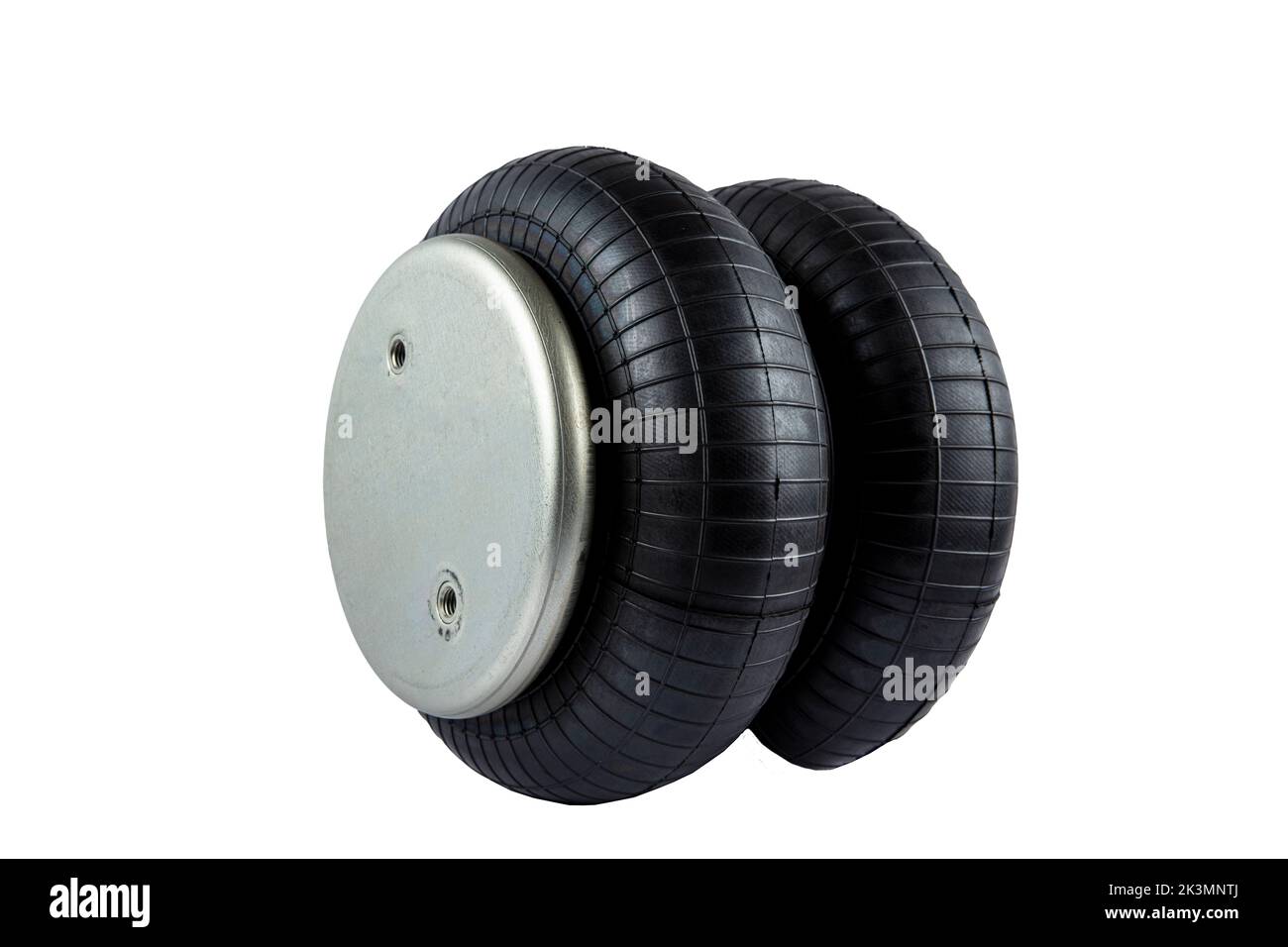 Rubber air cylinder close up on white background, truck pneumatic ...