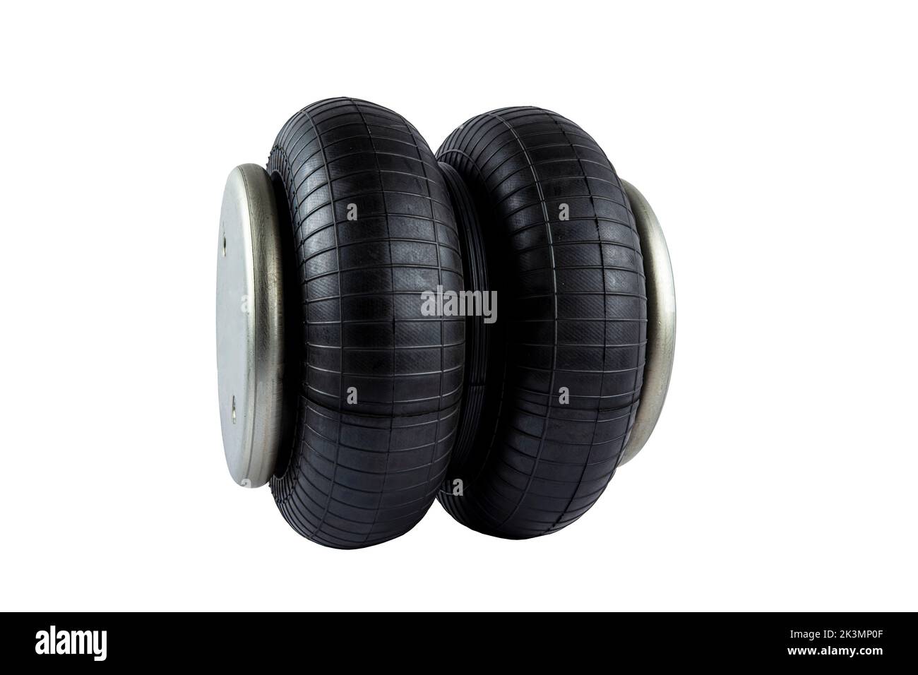 Rubber air cylinder close up on white background, truck pneumatic ...