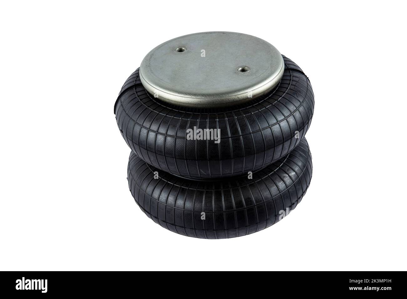 Rubber air cylinder close up on white background, truck pneumatic ...