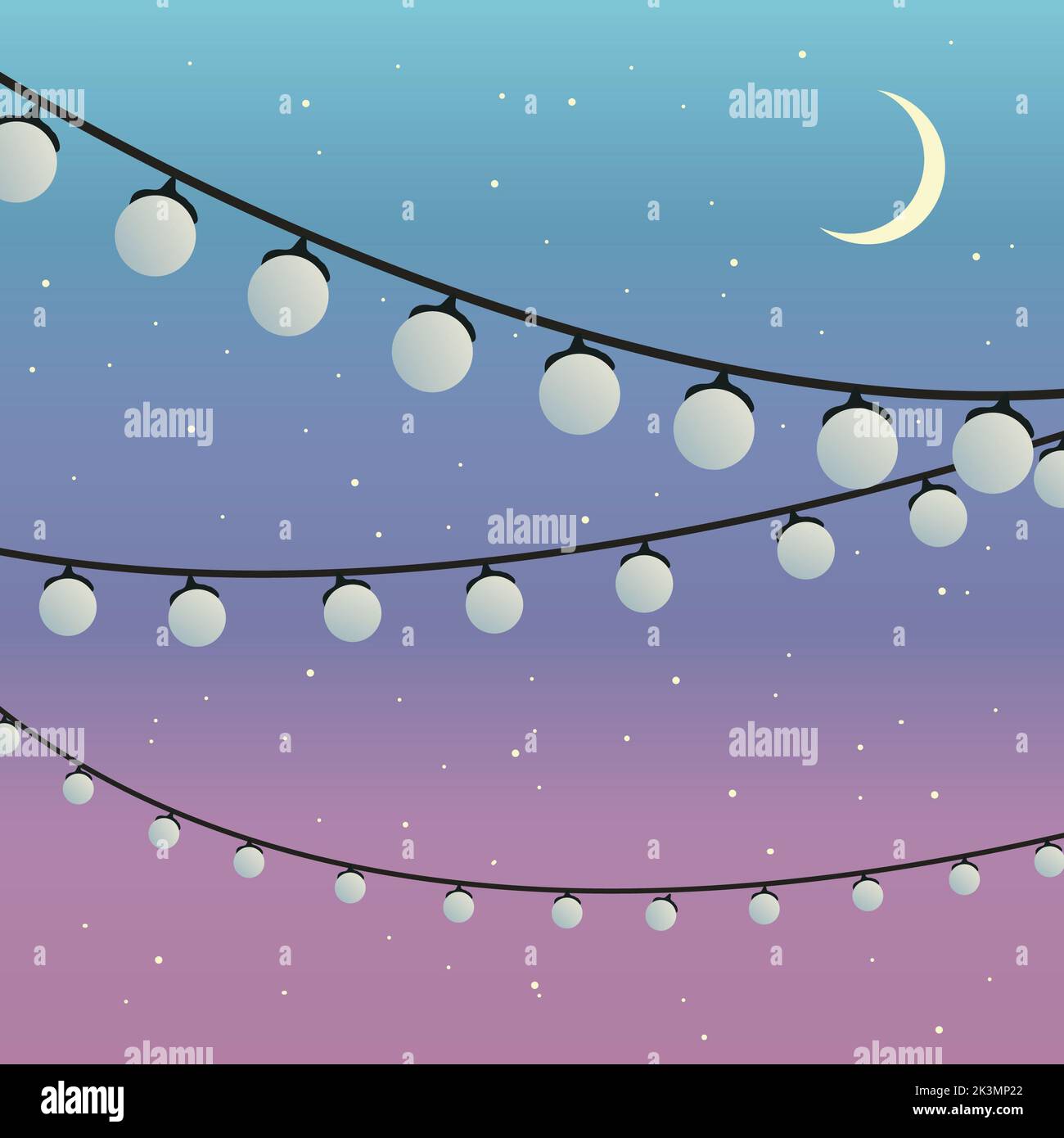 Outdoor string lights hanging on a line. Vector illustration Stock ...