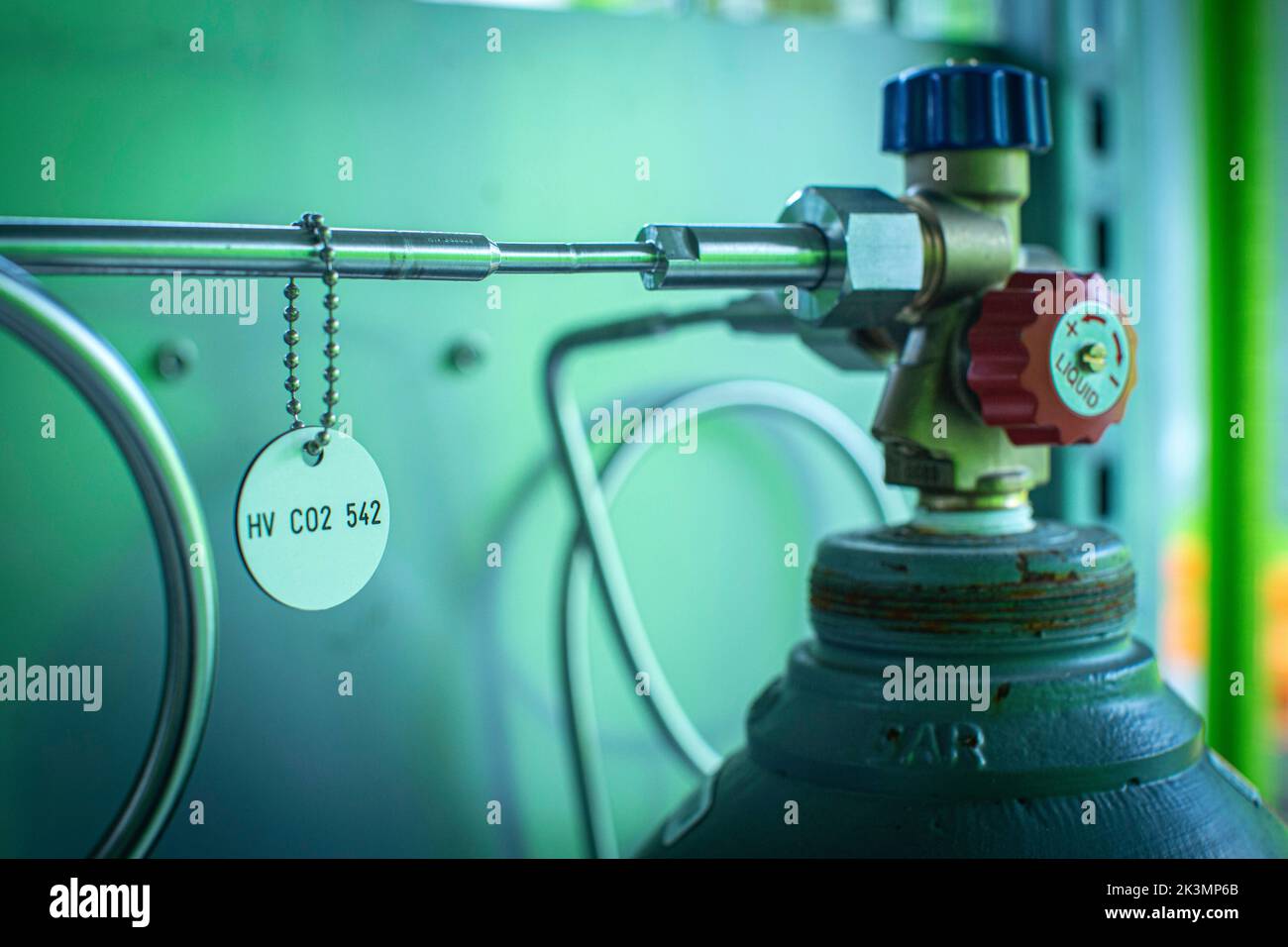 CO2 gas bottle storage tank for industry at out side factory Stock ...