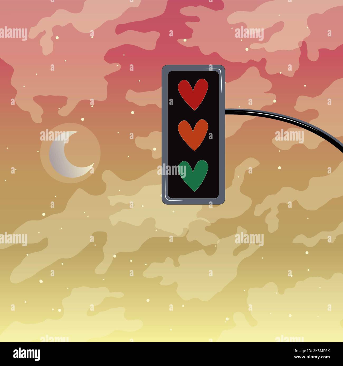 Creative Concept - Loneliness Ahead, Heartbreak Sign on traffic light ...