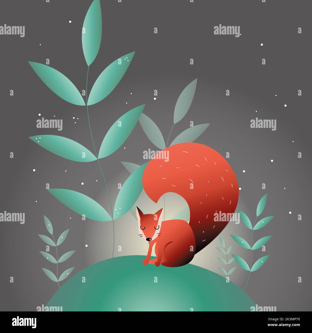 Red Fluffy Squirrel Vector Illustration. a small red squirrel in a ...