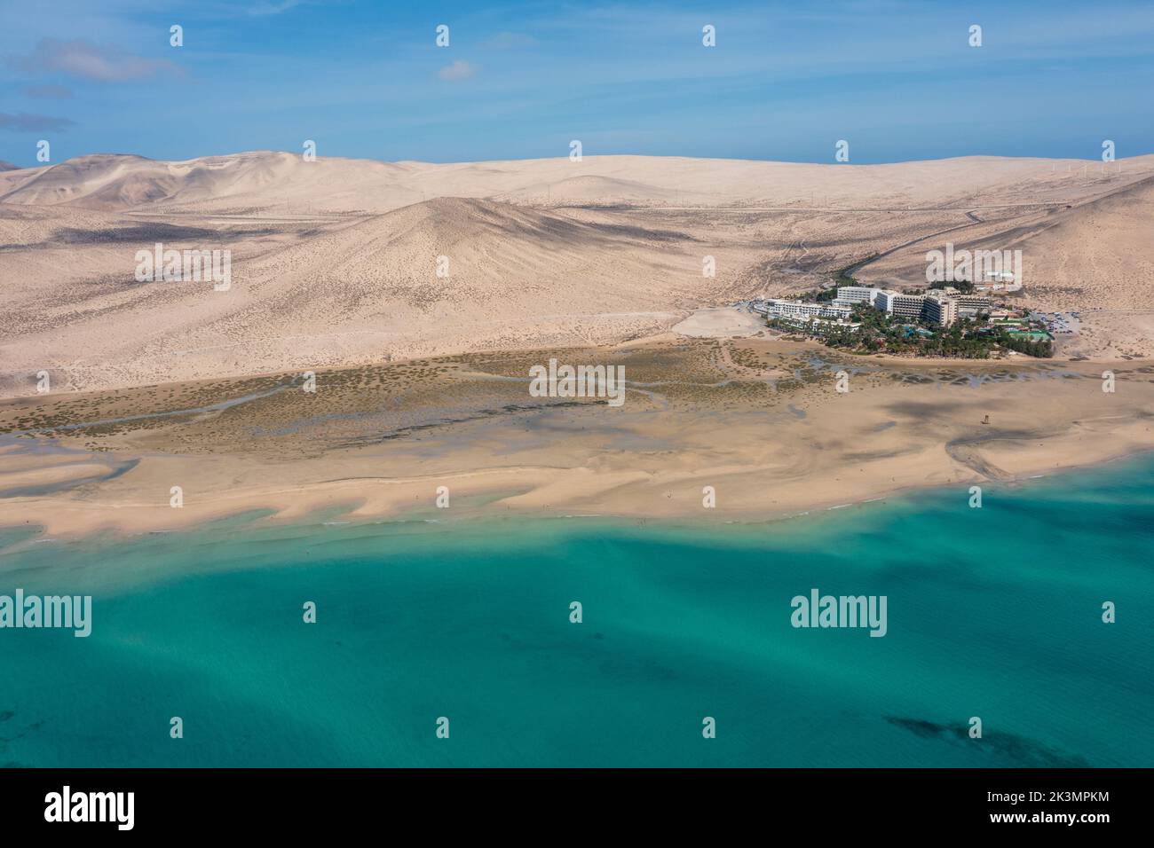Aerial view of Sotavento beach, Canary Island Fuerteventura, Spain ...