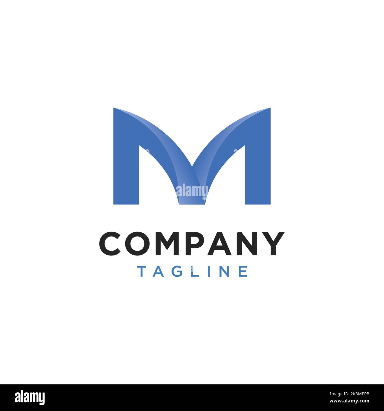 A modern and simple blue letter M initial logo on white background ...