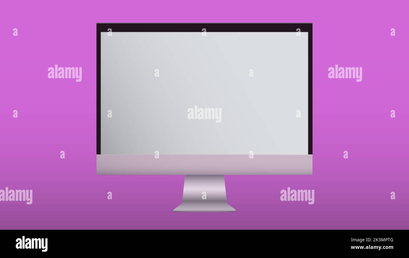 Realistic computer display. Screen computer monitor. Screen vector mockup. Perspective view ...
