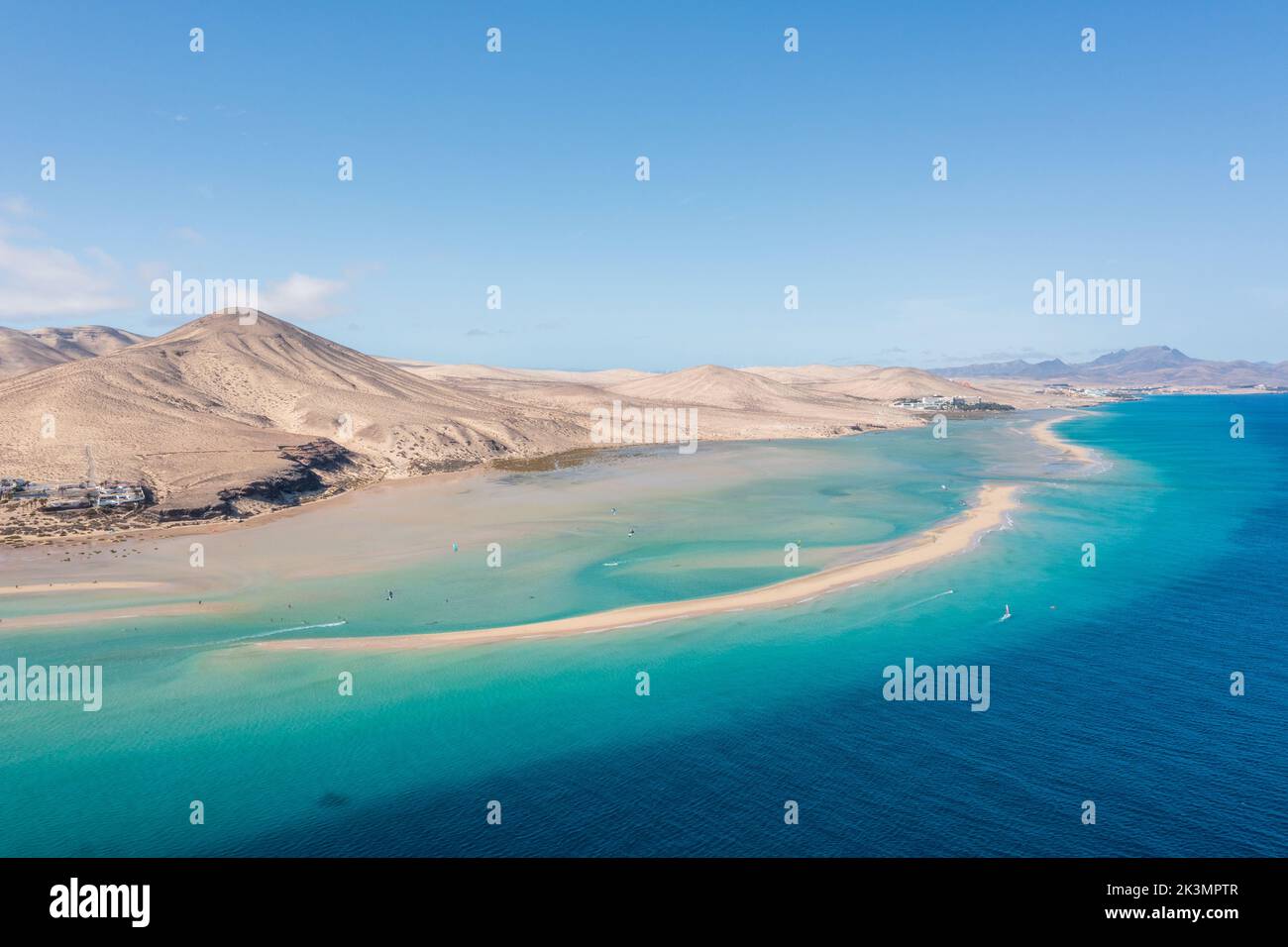 Aerial view of Sotavento beach, Canary Island Fuerteventura, Spain ...