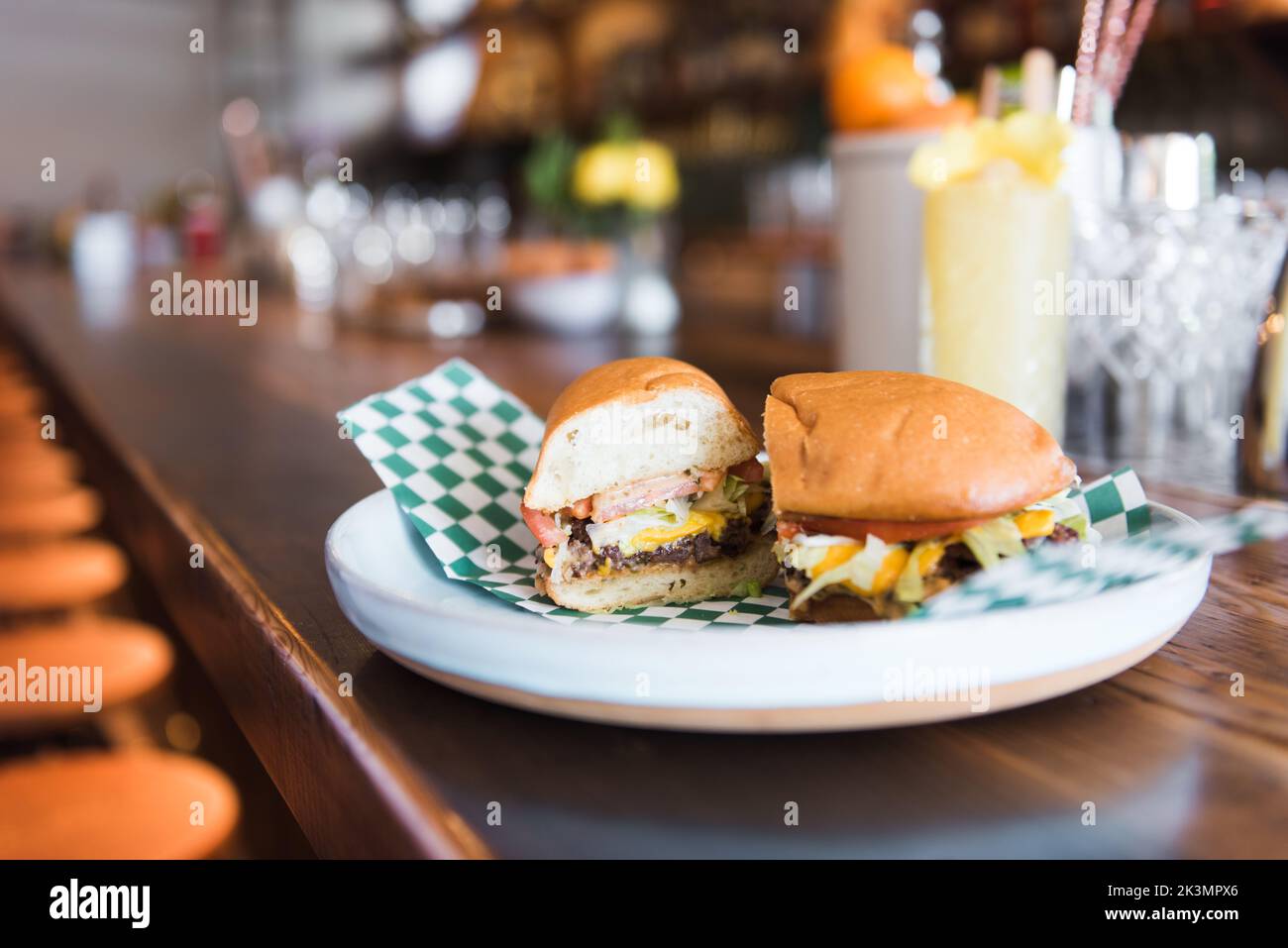 Drinks and Food at a new modern bar in san francisco Stock Photo - Alamy