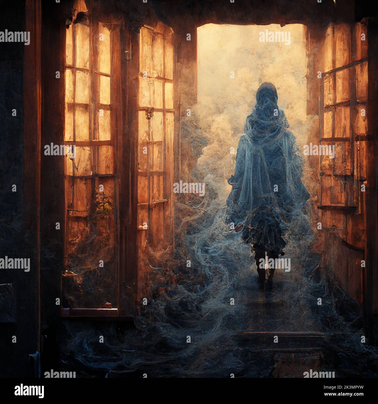 Woman spooky night house interior hi-res stock photography and images ...