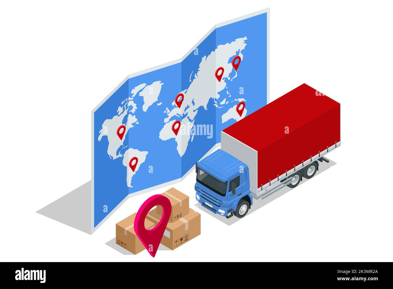Isometric Logistics and Delivery concept. Worldwide Shipping. Delivery ...