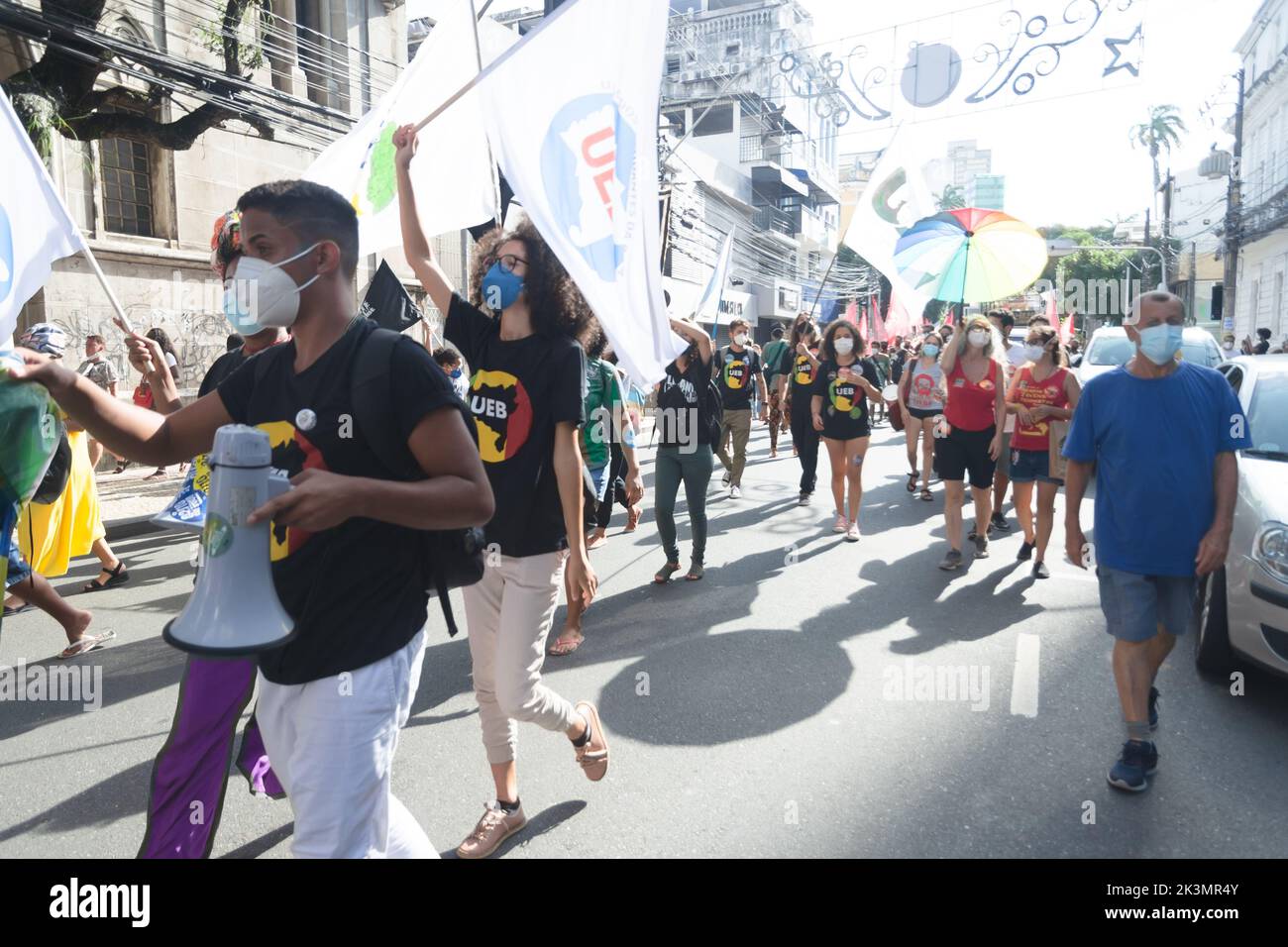 Salvador, Bahia, Brazil - November 20, 2021: Brazilians protest waving ...
