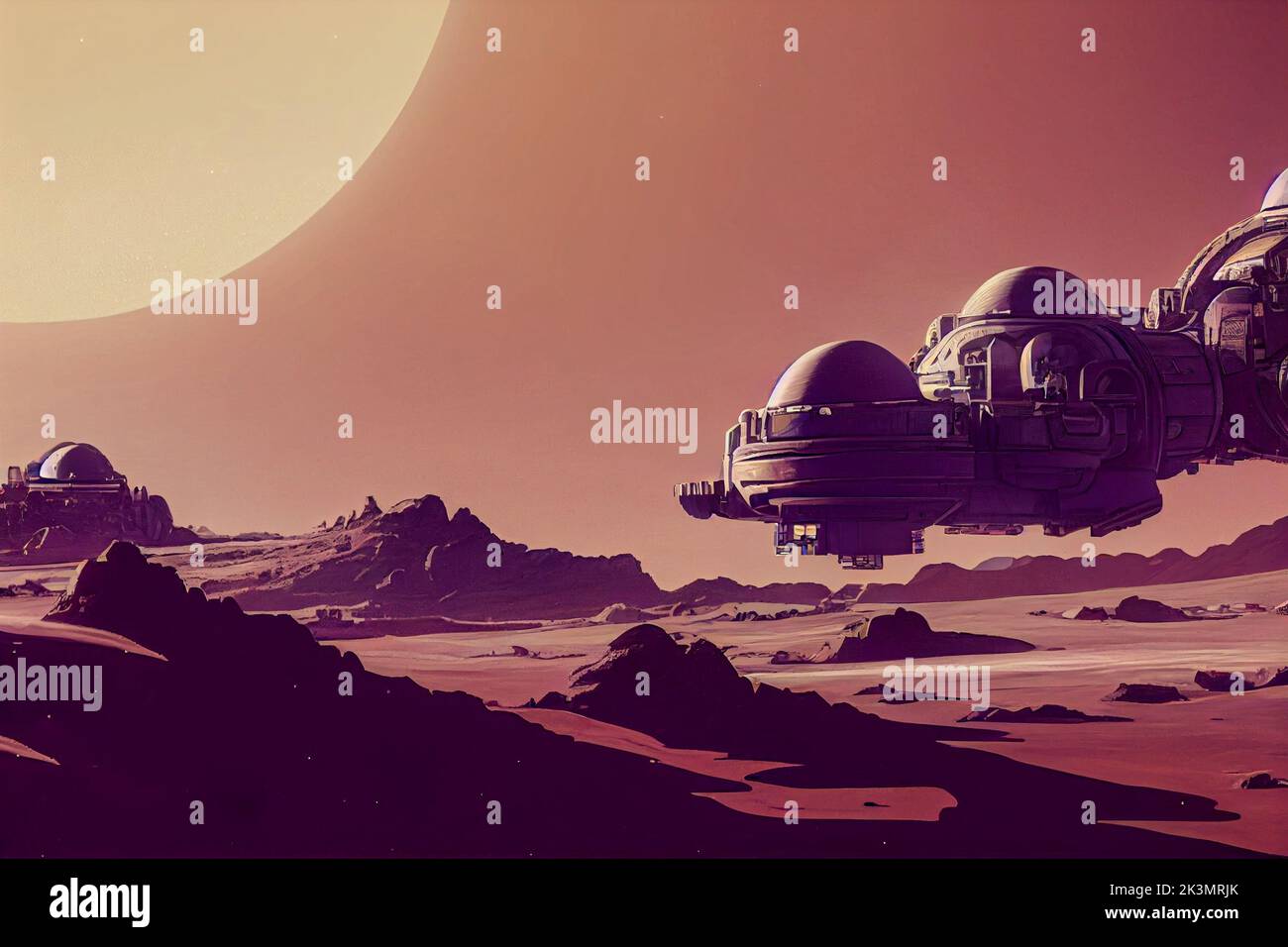 A 3D rendering of Mars colony in pink colors Stock Photo - Alamy