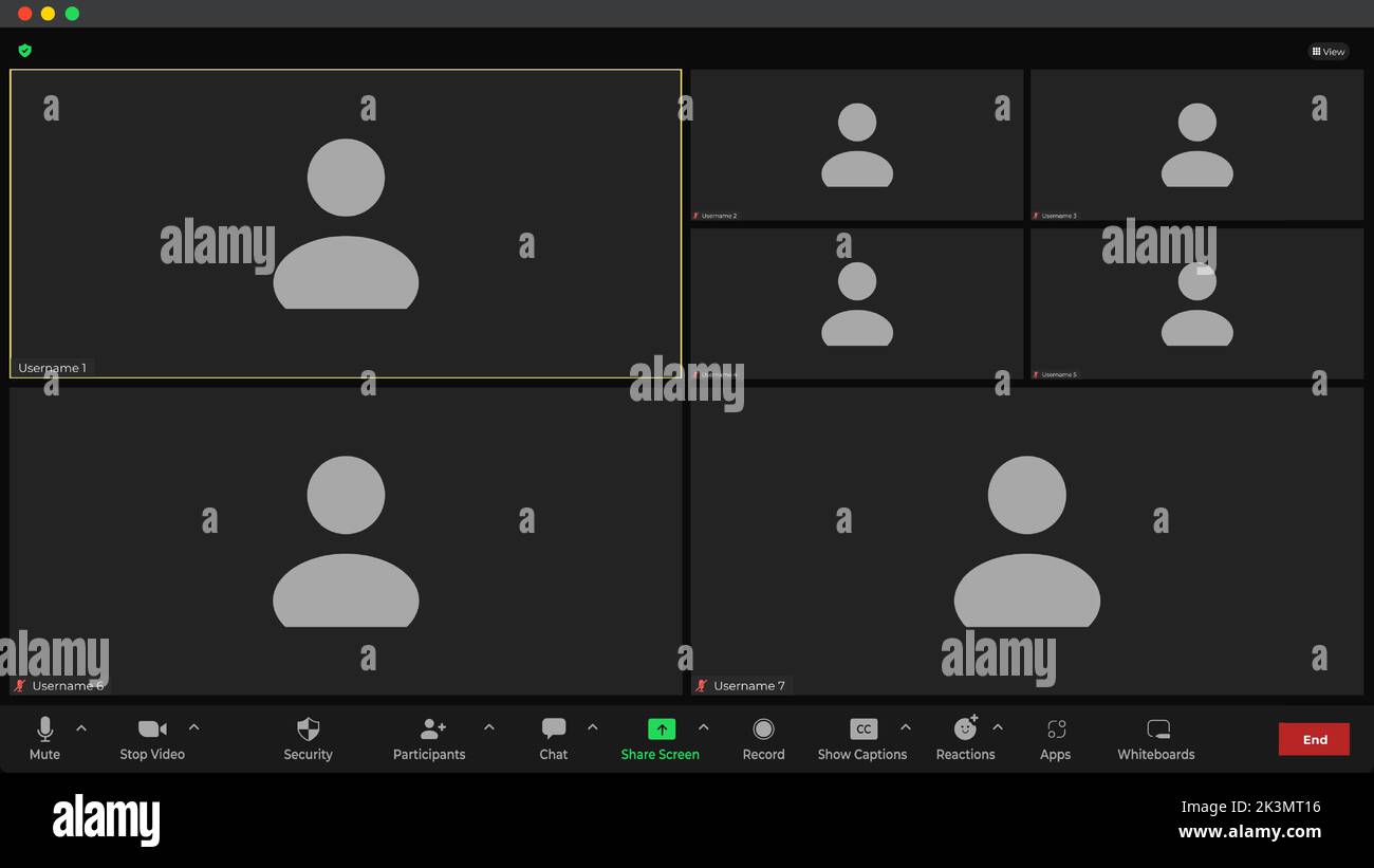 Online video call interface template with user icon. Video calls window ...