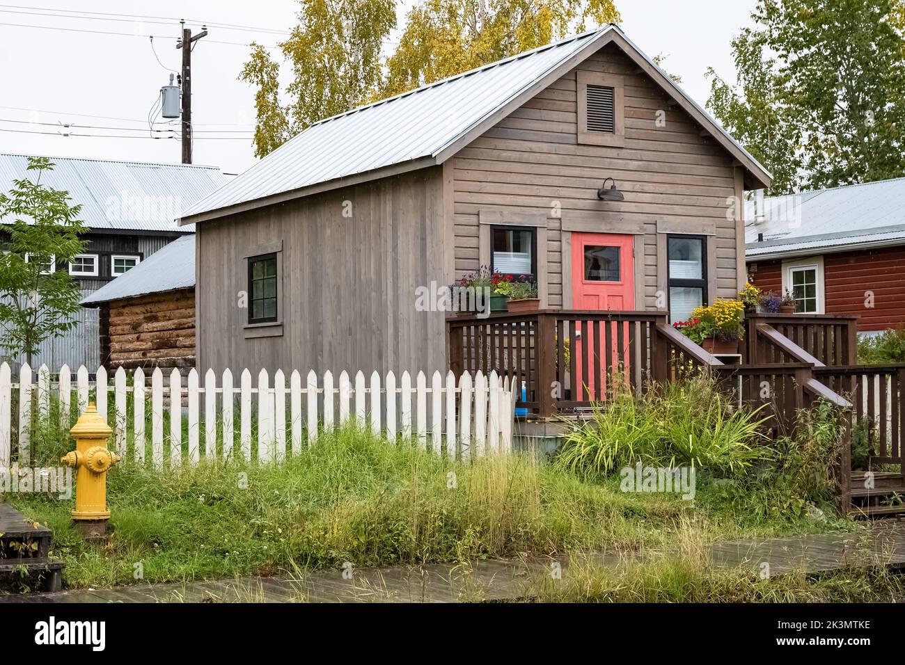 Dawson city in Yukon, Canada, colorful houses in the ancient village of ...