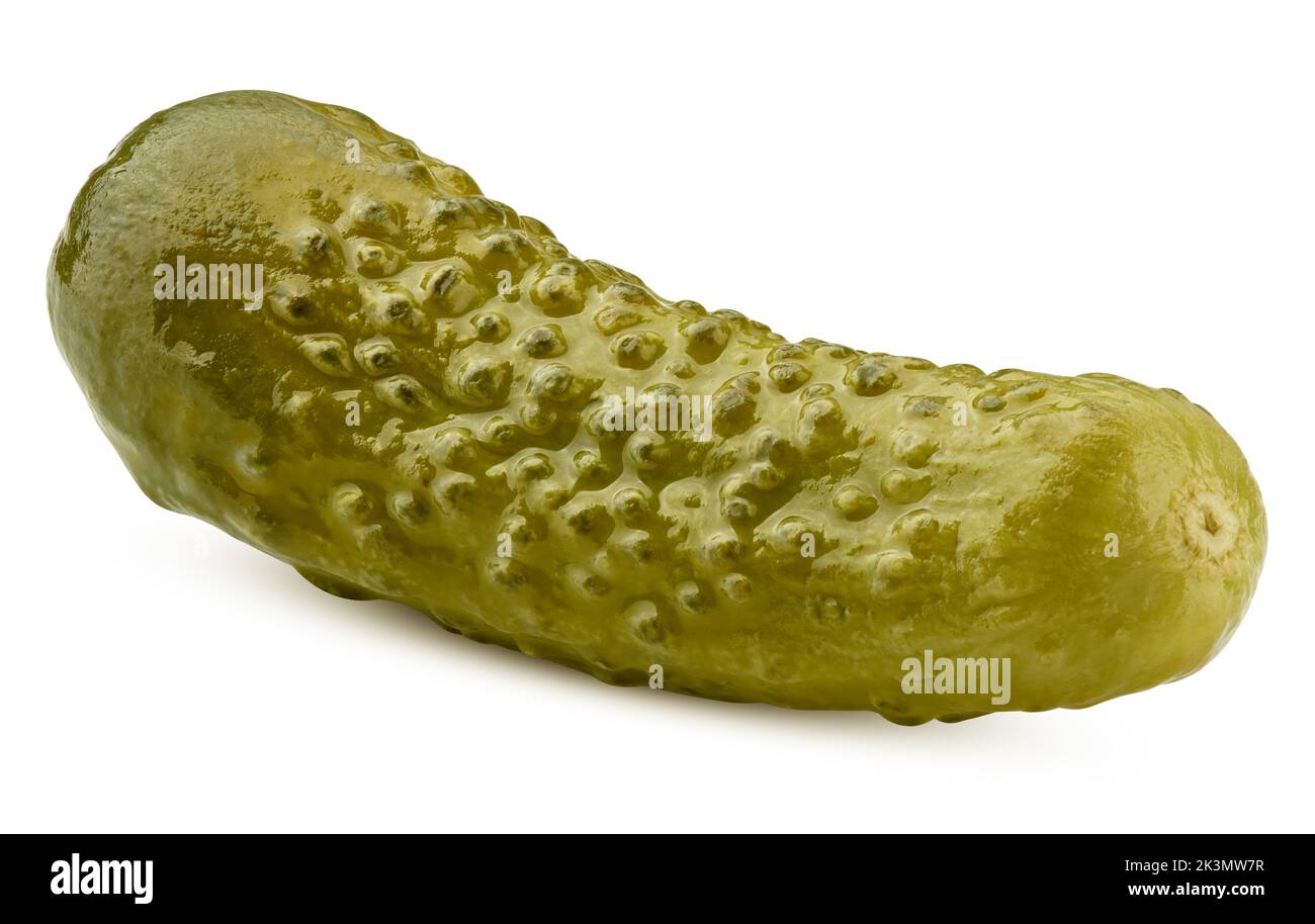 marinated pickled cucumbers isolated on white background, clipping path, full depth of field ...