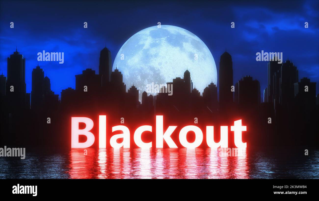blackout, power outage in the city (3d rendering,This image elements ...