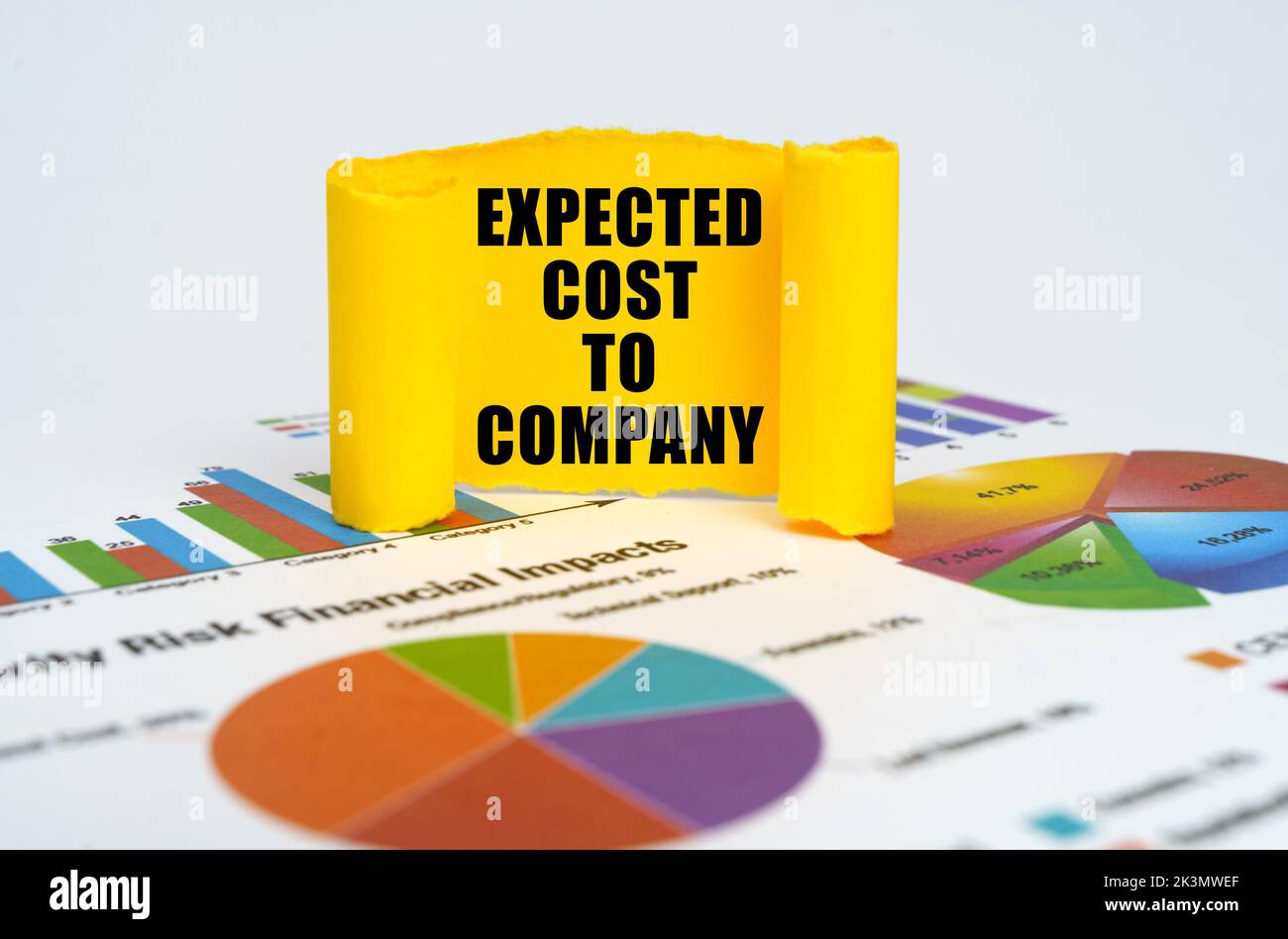 Business concept. Against the background of graphs and charts, a yellow ...