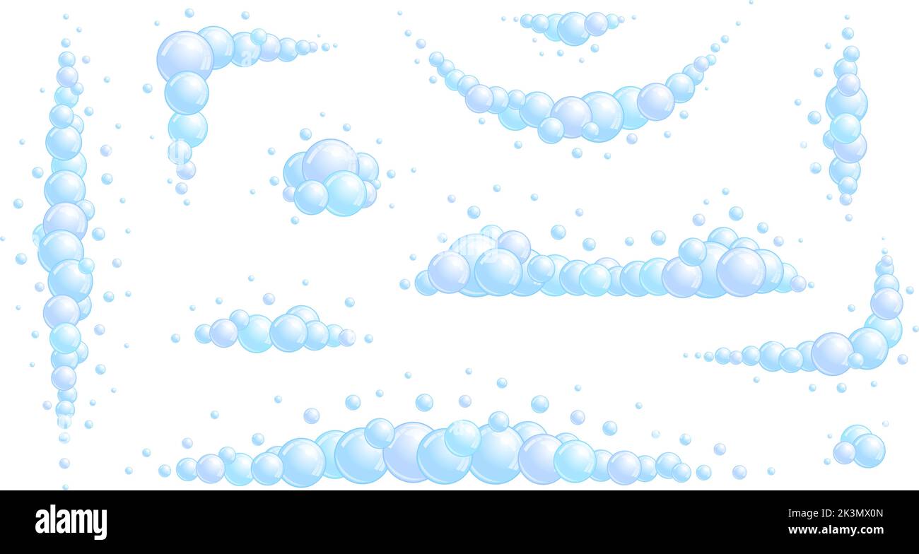 Soap bubble dividers set. Different foam decoration elements collection ...