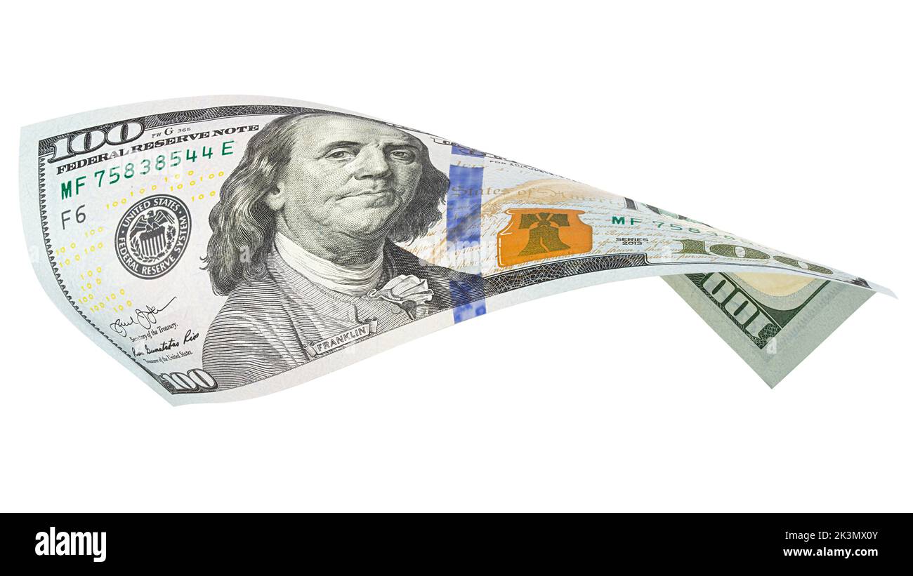 American dollar, 100, isolated on white background, clipping path, full ...