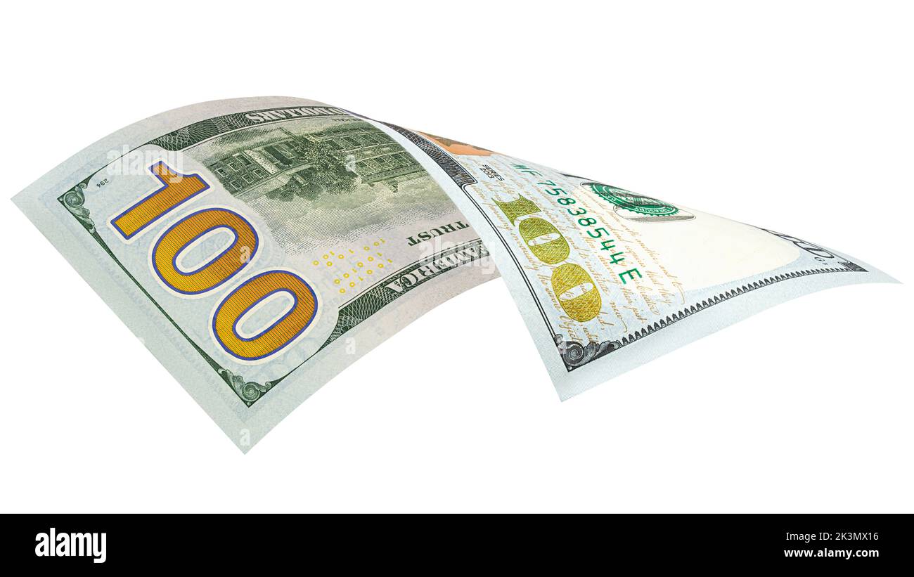 American dollar, 100, isolated on white background, clipping path, full ...
