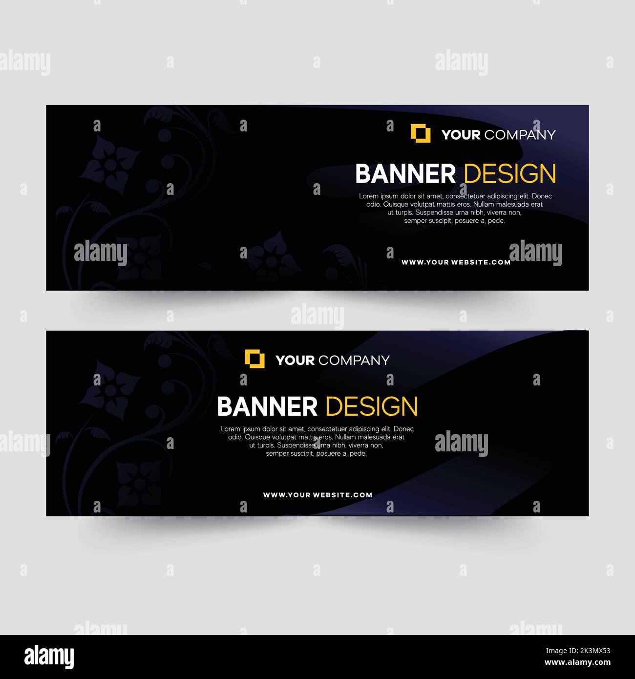 A vector of two banner design ideas in black with ornaments Stock ...