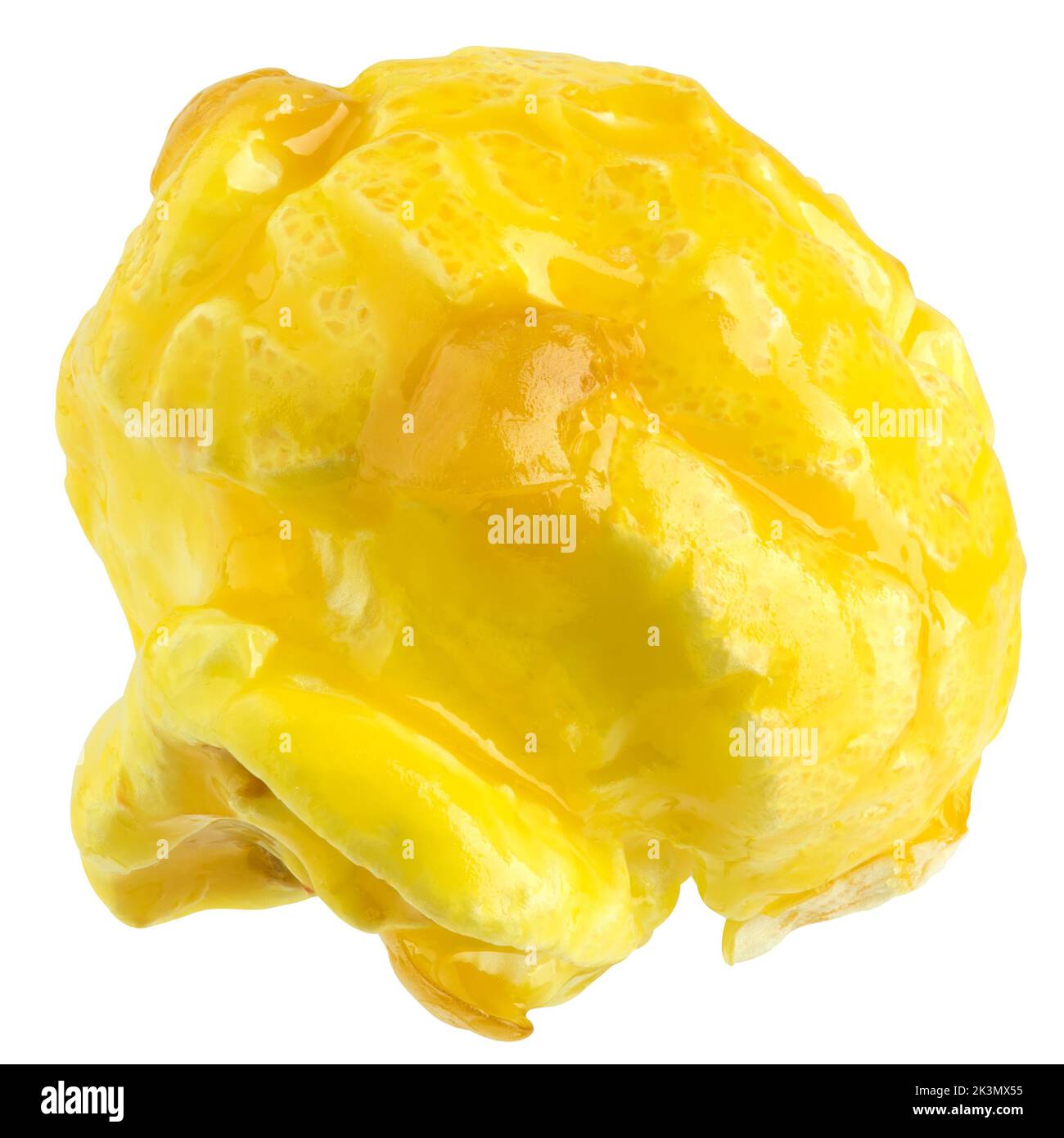 Colored fruity popcorn isolated on white background, clipping path ...