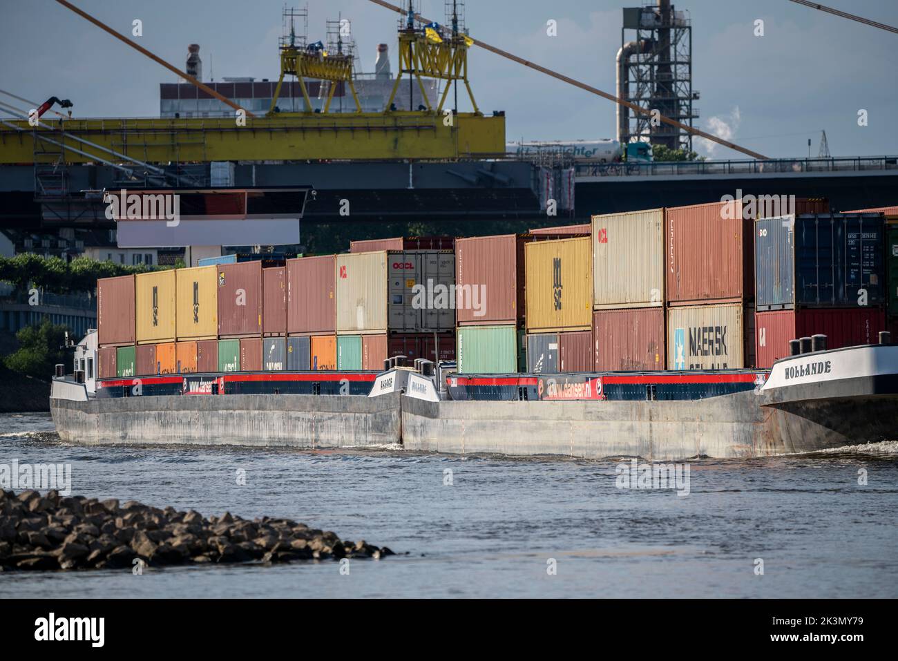 Inland navigation on the Rhine near Duisburg, container ship Hollande ...