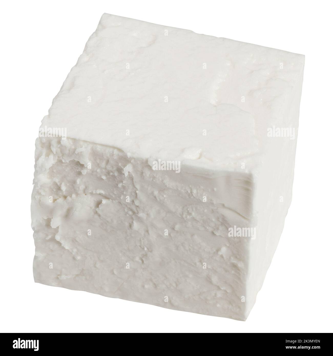 Feta, Greek cheese cubes, isolated on white background, clipping path ...