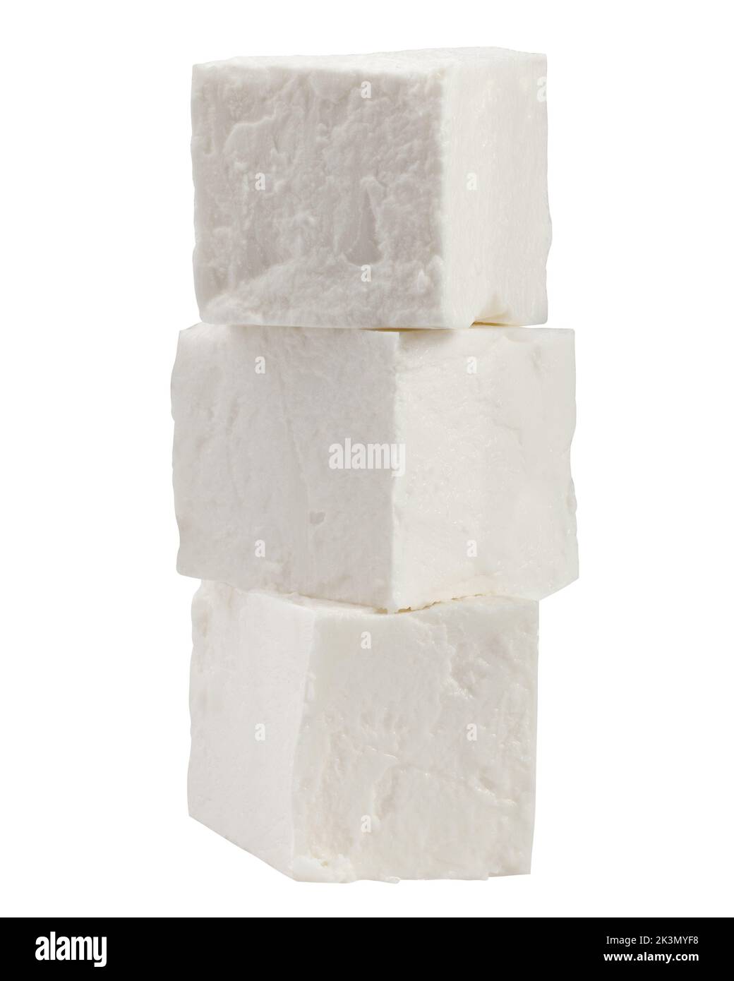 Feta, Greek cheese cubes, isolated on white background, clipping path ...