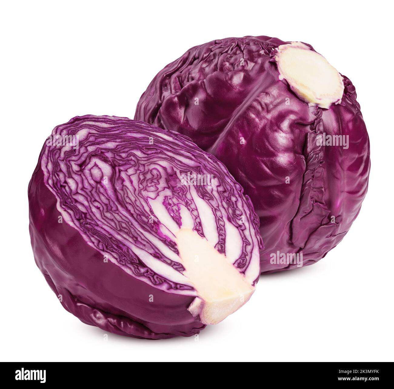 red cabbage, isolated on white background, clipping path, full depth of ...