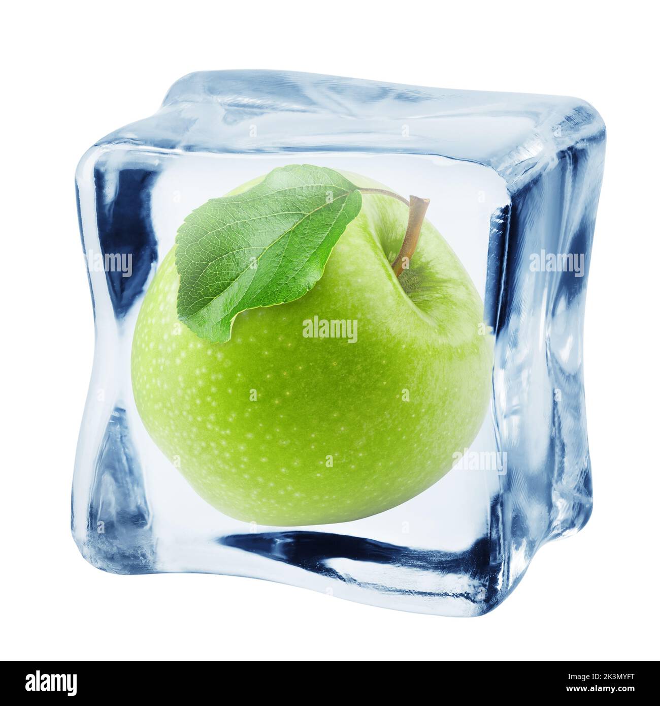 apple in ice cube, isolated on white background, clipping path, full ...