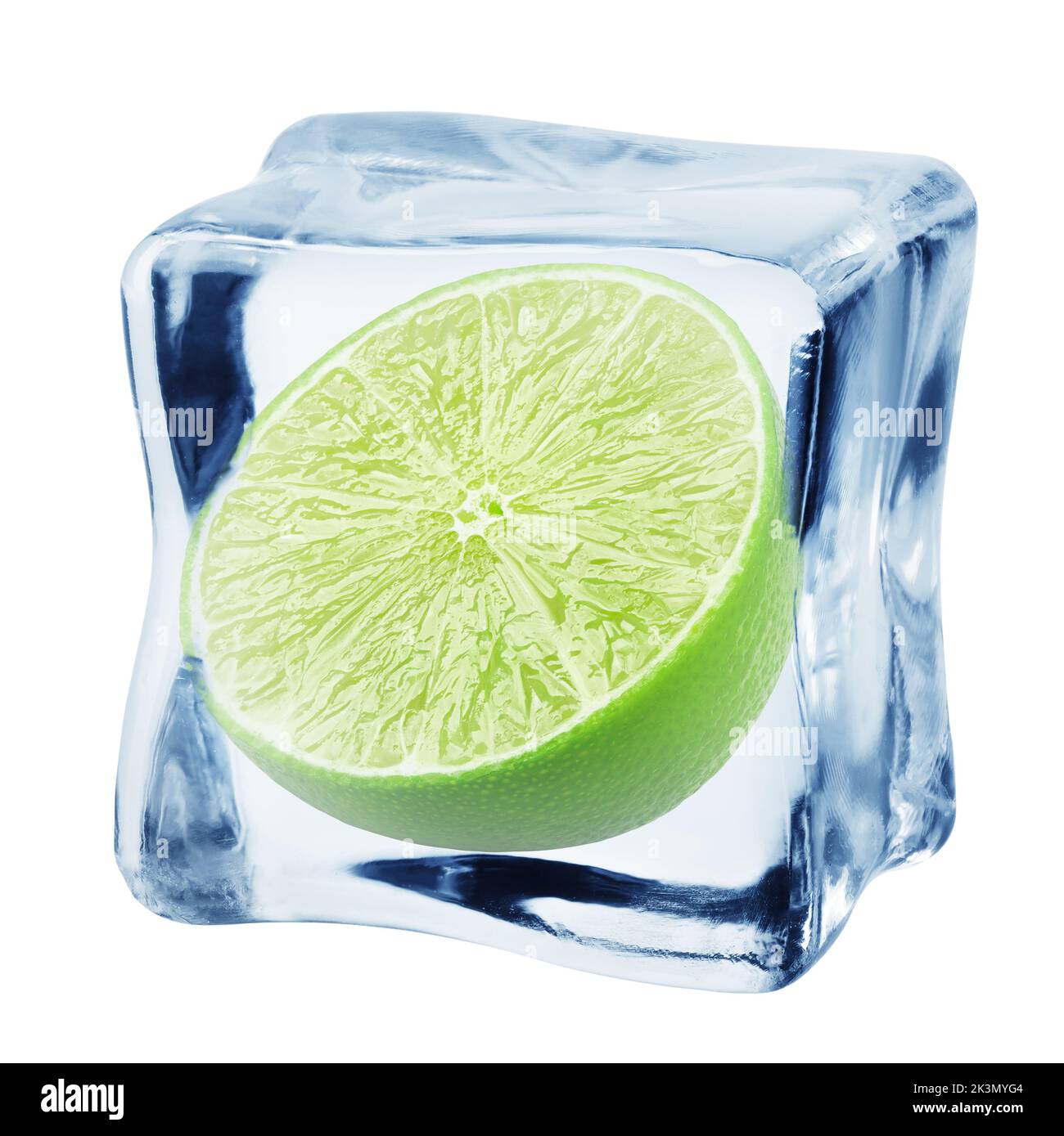 lime in ice cube, isolated on white background, clipping path, full ...